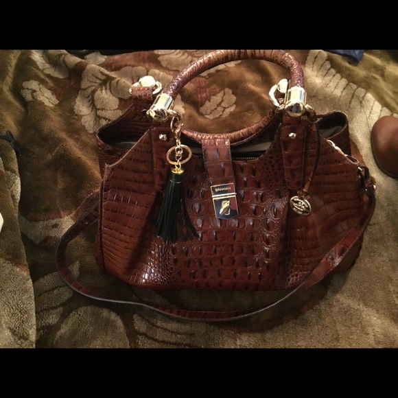 Brahmin | Bags | Brahmin Elisa Large Embossed Leather Handbag Pecan ...